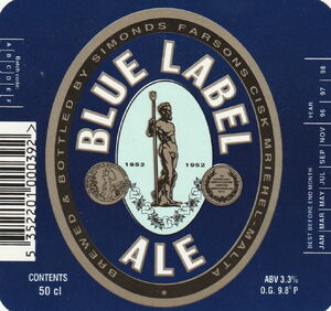 Drink Label: Blue label 96-98 (Simonds Farsons Cisk Plc., MaltaCol:MT ...