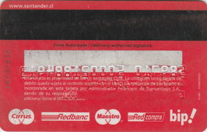 Bank Card: Santander (Banco Santander, ChileCol:CL-MS-0004.03