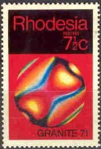 Stamp: Muscovite Mica Seen Through Microscope (Rhodesia("Granite '71 ...