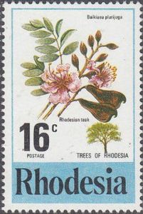 Stamp: Rhodesian Teak (Rhodesia(Flowering Trees) Mi:RH 187,Sn:RH 374,Yt ...