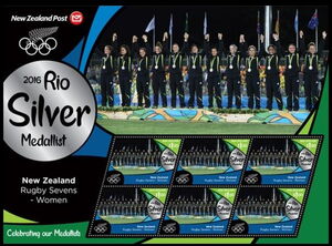 Stamp: New Zealand Team (silver, rugby sevens - women) (New Zealand(New Zealand Olympic Medals ...