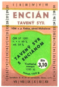 Etiquetas de alimentos: Encián tavený syr (Východoslovenské mliekárne ...