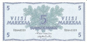 Banknote: 5 Markkaa (Finland(1963 Issue) Wor:P-99a.5