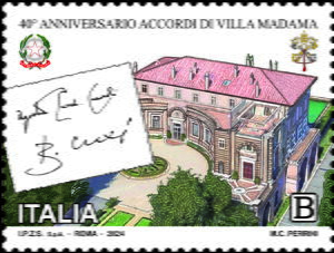 Stamp: 40th anniversary of the Villa Madama agreements (Italy(Italy ...
