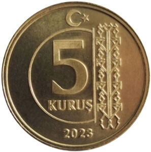 Moneda: 5 Kuruş (Light 2g, thick 1.1mm) (Türkiye (Turquía)(2009~Today ...