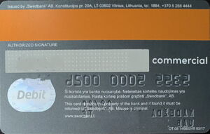 Bankkarte: Swedbank MasterCard (Swedbank, LitauenCol:LT-MC-0044