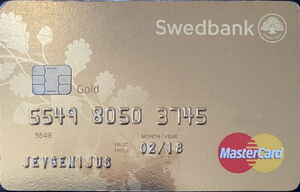 Bank Card: Swedbank MasterCard (Swedbank, LithuaniaCol:LT-MC-0045