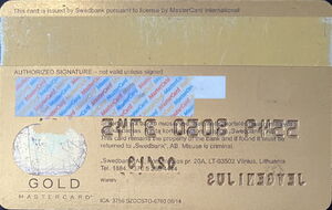 Bank Card: Swedbank MasterCard (Swedbank, LithuaniaCol:LT-MC-0045