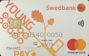 Bank Card: Swedbank MasterCard (Swedbank, LithuaniaCol:LT-MC-0048