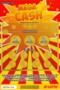 Lottery Ticket: Mega Cash (LOTTO Hamburg GmbH, Germany, Federal ...