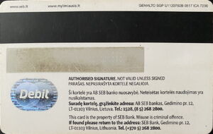 Bank Card: SEB bank MasterCard (SEB Bank, LithuaniaCol:LT-MC-0056