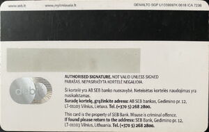Bank Card: SEB bank MasterCard (SEB Bank, LithuaniaCol:LT-MC-0058