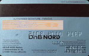 Bank Card: DnB NORD VISA (DnB Nord, LithuaniaCol:LT-VI-0035