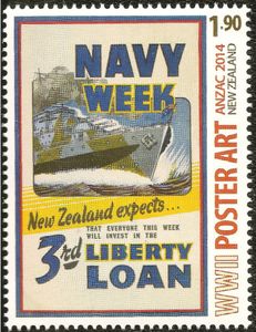Stamp: Navy Week (New Zealand(ANZAC (5th series). WWII Poster Art) Mi ...