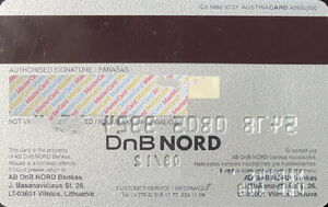 Bank Card: DnB NORD MasterCard (DnB Nord, LithuaniaCol:LT-MC-0070