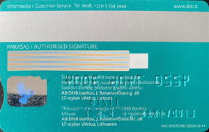 Bank Card: DnB NORD VISA (DnB Nord, LithuaniaCol:LT-VI-0039