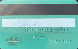 Bank Card: LTB Globus (Lietuvos Taupomasis Bankas, LithuaniaCol:LT-GM-0019