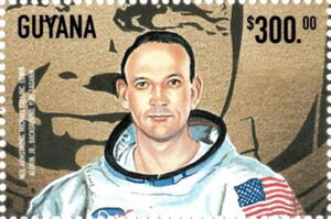 Марка: Astronaut Michael Collins (Гайана(30th Anniversary of First Manned Moon Landing) Mi:GY ...