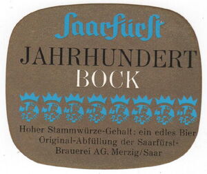 Drink Label: Saarfürst Jahrhundert Bock (Saarfürst Brauerei, Germany ...