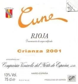 Drink Label: Cune Rioja Crianza (Compañía Vinícola del Norte de España ...