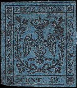 Stamp: Este eagle (Modena(Este Coat of Arms (1852-1857)) Sn:IT-MO 8d,Yt ...