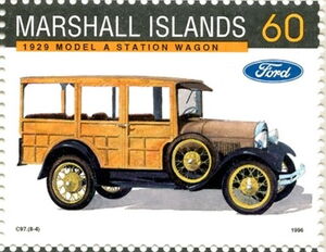 Stamp: Model A station wagon, 1929 (Marshall Islands(100th Anniversary ...