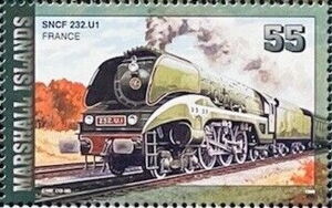 Stamp: SNCF 232, France (Marshall Islands(Trains) Mi:MH 742,Sg:MH 740