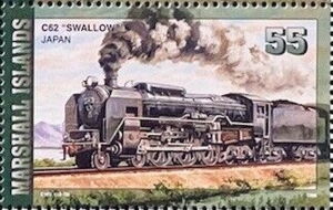 Stamp: Class C62 Swallow, Japan (Marshall Islands(Trains) Mi:MH 744,Sg ...