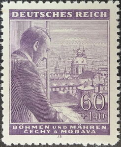 Známky: Adolf Hitler at the Prague Castle window (Čechy a Morava(54th ...