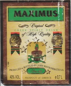 Drink Label: Maximus (Mavrommatis J. S.A., GreeceCol:GR-COGNA-000002