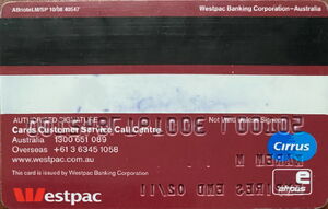 Bank Card: Westpac Cirrus (Westpac Banking Corporation, AustraliaCol:AU ...