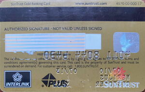 Bank Card: SunTrust VISA (SunTrust, United States of AmericaCol:US-VI-1163