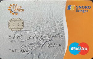 Bank Card: SNORO -lizingas (Snoras, LithuaniaCol:LT-MS-0007.02 💳