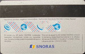 Bank Card: SNORO -lizingas (Snoras, LithuaniaCol:LT-MS-0007.02 💳