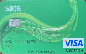 Bank Card: SEB bank VISA LECTRON (SEB Bank, LithuaniaCol:LT-VE-0048.03