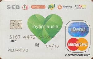 Bank Card: SEB bank MasterCard (SEB Bank, LithuaniaCol:LT-MC-0055.03