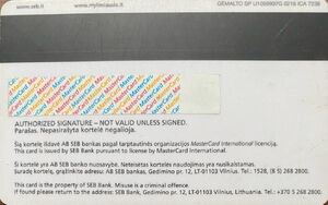Bank Card: SEB bank MasterCard (SEB Bank, LithuaniaCol:LT-MC-0055.03