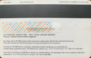 Bank Card: SEB bank MasterCard (SEB Bank, LithuaniaCol:LT-MC-0055.11