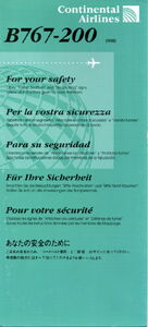 Safety Card: 767-200 (Continental Airlines, United States of AmericaCol ...