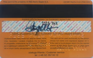 Bank Card: Mastercard (ING Bank Śląski SA, PolandCol:PL-MC-0001.03