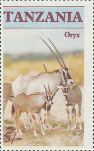 Stamp: Gemsbok (Oryx gazella) (Tanzania(Endangered Species (1986)) Mi ...