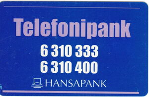 Bank Card: Telefonipank (Hansapank, EstoniaCol:EE-GM-0158