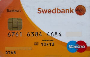 Bank Card: Swedbank Maestro (Swedbank, SwedenCol:SE-MS-0001.02