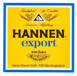 Drink Label: Hannen Export (Hannen Brauerei GmbH, Germany, Federal ...