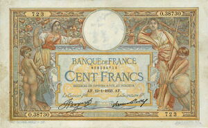 Banknote: 100 Francs (France(1923-1937 Issue) Wor:P-78c.1