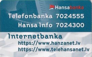 Bank Card: Hansabanka Code (Hansabanka, Latvia) Col:LV-GM-0010