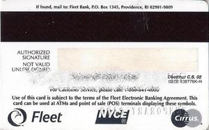 Tarjeta de Banco: Fleet Bank (Fleet Bank, Estados Unidos de AméricaCol ...