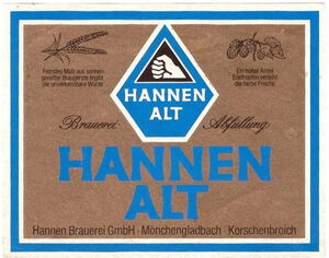 Drink Label: Hannen Alt (Hannen Brauerei GmbH, Germany, Federal ...