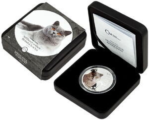 コイン: 1 Dollar (Cat Breeds - British shorthair cat) (ニウエ(Numismatic ...