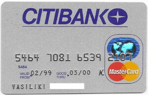 Bank Card: CITIBANK MasterCard (Citibank, GreeceCol:GR-MC-0390